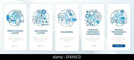 Boosting problem solving skills tips red onboarding mobile app page screen with concepts Stock ...
