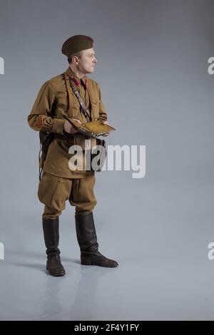 male actor in the form of an officer of the Red Army major during the ...