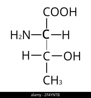 Threonine – Thr – T Amino Acid chemical structure. Molecular formula ...
