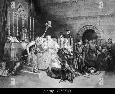 Illustration Of The Murder Of Archbishop Thomas Becket In Canterbury ...