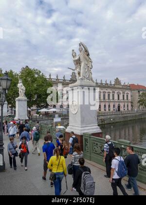 marble statues of the Schloßbrücke / Palace Bridge and the Berlin ...