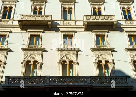 Historic palace along via Dante in Milan, Lombardy, Italy Stock Photo ...