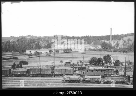 Nossens. Paper Factory - Railway grounds with freight car Stock Photo ...
