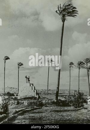 Libya. Oasis Gargaresh (Gargarish) at Tripoli. Drawbrunnen, by palm ...