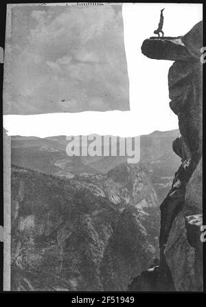 Yosemite. Overhanging Rock at Glacier Point, Yosemite, Cal Stock Photo ...
