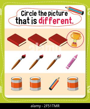 Circle the picture that is different activity for kids illustration ...