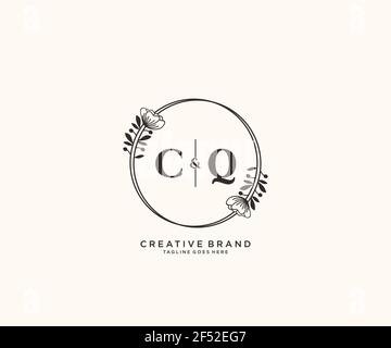 CQ letters Botanical feminine logo template floral, editable premade ...