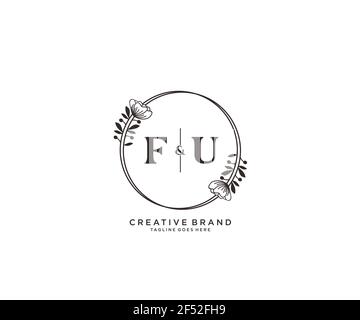 FU letters Botanical feminine logo template floral, editable premade ...
