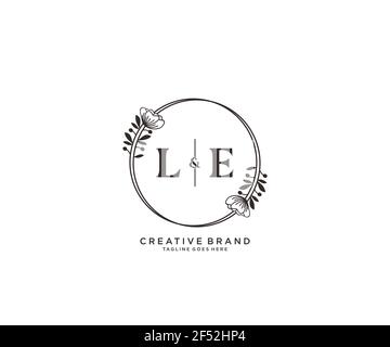 LE letters Botanical feminine logo template floral, editable premade ...