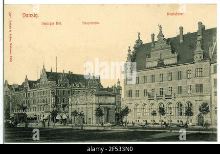 Hauptwache with Kaiser-Wilhelm monument, Reichsbank Gdansk. Hauptwache ...