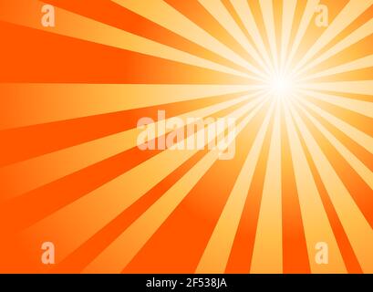 Sunlight rays horizontal background. Bright orange color burst ...