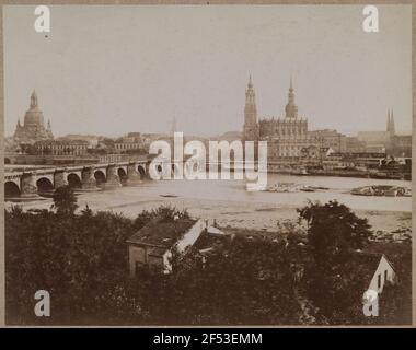 a view from dresden's augustus bridge to the marien bridge Stock Photo ...