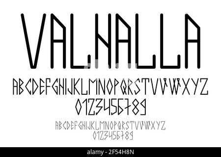 Scandinavian script, in capital letters in the style of nordic runes ...