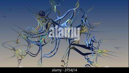 3D fractal of a bluestring structures in a textured environment Stock ...