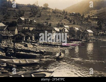 Merok / Norway: on the beach of Merok. View of harsh beach of wooden ...