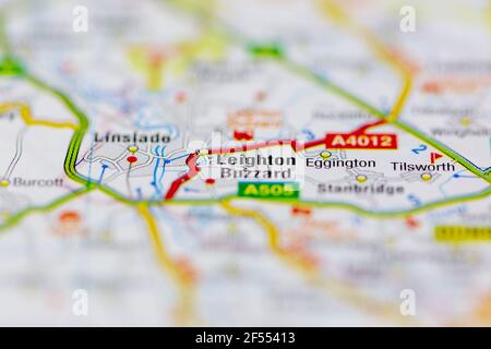 Leighton Buzzard shown on a road map or geography map Stock Photo - Alamy