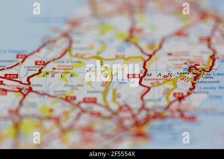 Isle of man Shown on a road map or Geography map and atlas Stock Photo ...