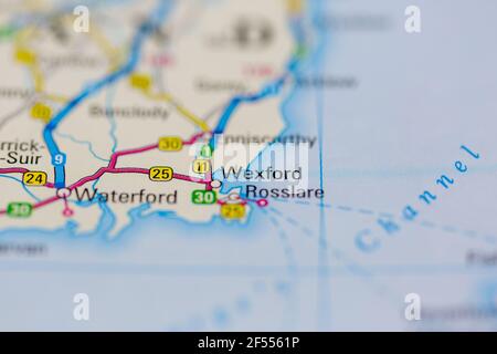 Wexford Shown on a road map or Geography map and atlas Stock Photo - Alamy