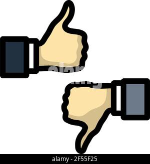 Icon Of Like And Dislike. Editable Bold Outline With Color Fill Design ...