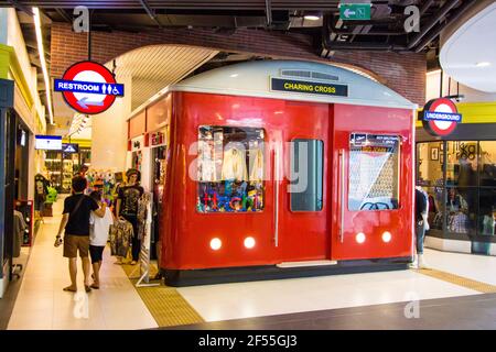 Thailand shopping mall. Feature London Routemaster bus copy inside the ...