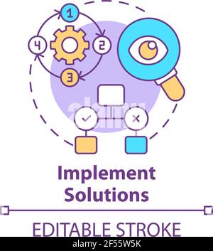 Step by step solutions line icon concept. Step by step solutions vector linear illustration ...