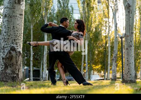 People dance tango during an evening milonga session at 333 in Istanbul ...