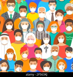 group of diversity men wearing medical masks characters vector ...