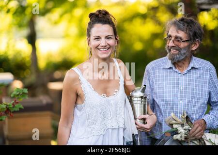 Father and daughter spending time in a spring park Stock Photo - Alamy