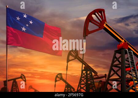 Samoa oil industry concept, industrial illustration - lowering down ...