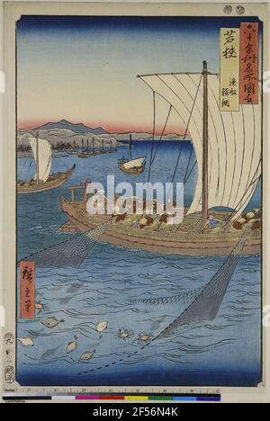 Wakasa province fishing, from the from the series: Views of famous places in about sixty ...