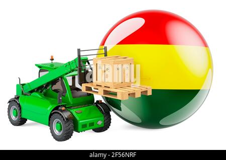Wooden box, parcel with Bolivian flag. Shipping and delivery in Bolivia ...