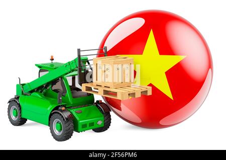 Wooden box, parcel with Vietnamese flag. Shipping and delivery in ...