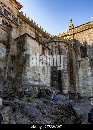 Viseu, Portugal; August 2020: Detailed view at the back facade of the ...