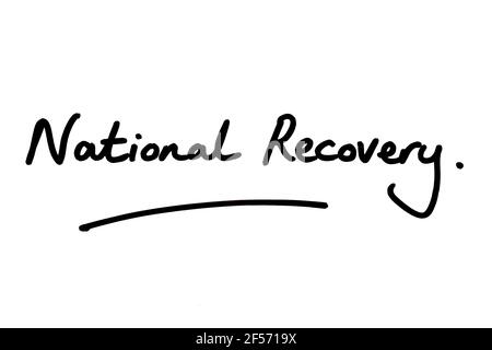 National Recovery Plan, handwritten on a white background Stock Photo ...