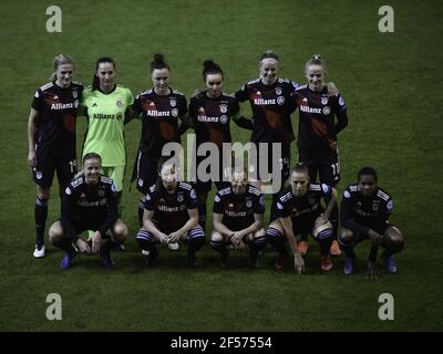 Munich, Germany. 24th Mar, 2021. FC Bayern players before the Uefa ...