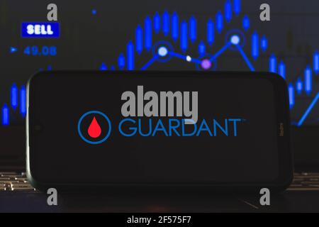 In this photo illustration a Guardant Health, Inc. logo is seen ...