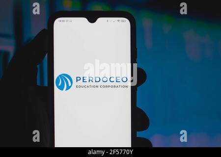 In this photo illustration a Perdoceo Education Corporation logo seen ...