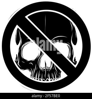 Toxic skeleton warning sign. Black on yellow background. Hazardous ...