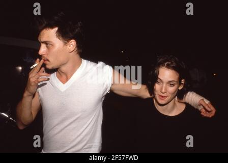 Johnny Depp and Winona Ryder at the Herb Ritts Birthday Party 1990 ...