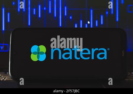 In this photo illustration a Natera logo seen displayed on a smartphone ...
