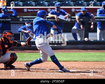 Chicago Cubs' Rafael Ortega hits a home run during the second inning of ...