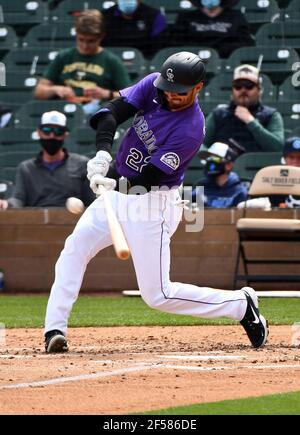 Colorado Rockies' Sam Hilliard during the second inning of a spring ...