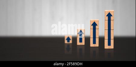 Concept of progress and income in business presented by going up arrow ...