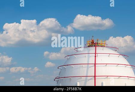Industrial gas storage tank. LNG or liquefied natural gas storage tank ...