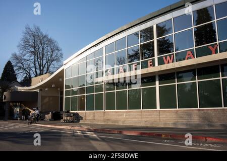 A logo sign outside of a Safeway grocery retail store location in Olney ...