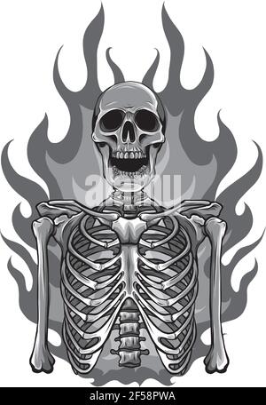 vector illustration of skeleton in flame design Stock Vector Image ...