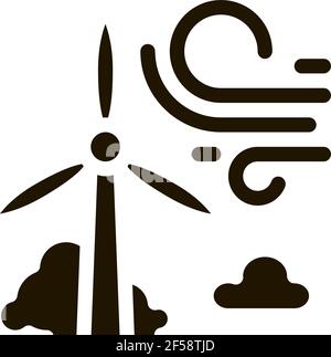 High wind vector glyph icon. Meteorology sign. Graph symbol for travel ...