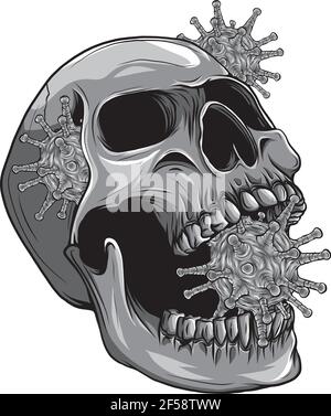 human skull with virus vector illustration design Stock Vector Image ...