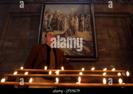 SERGEI CHEPIK WITH HIS PAINTING GOLGOTHA WHICH IS ON DISPLAY IN ST ...