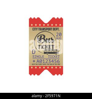 City transport intercity bus ticket, boarding pass isolated. Vector ...